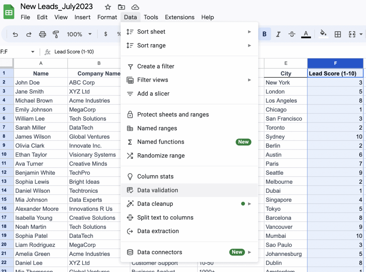 How to Use Data Validation Rules in Google Sheets
